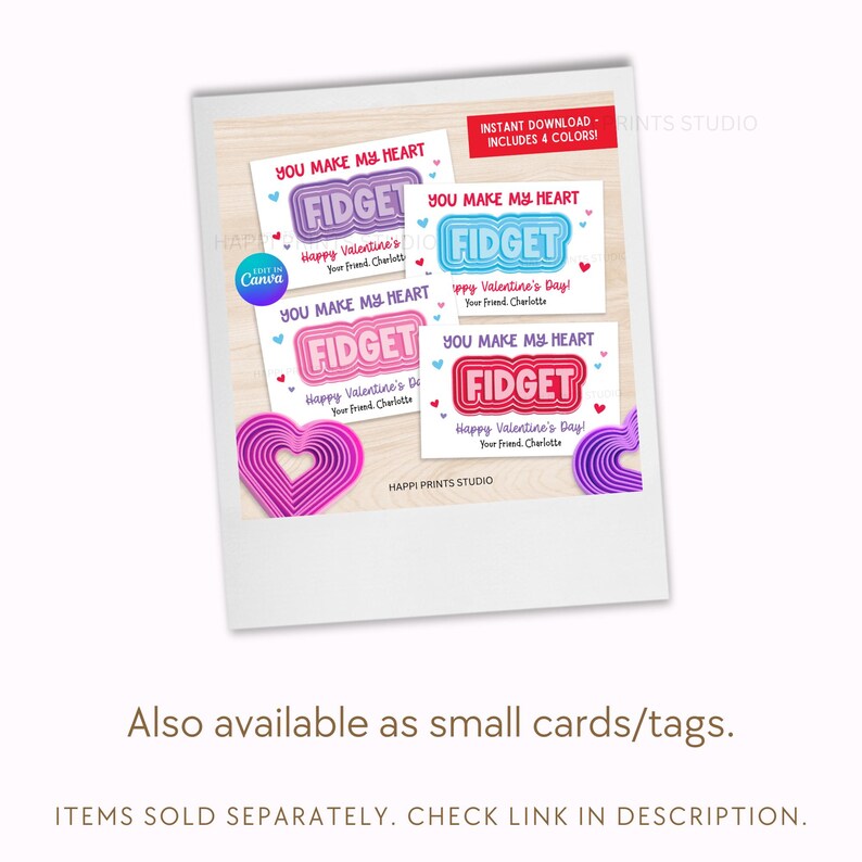 Layered Fidget Heart Valentine Printable Tag, 3D Printed Heart Fidget ...