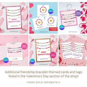 Friendship Bracelet Valentine Card, Valentine Classroom Exchange, Kid ...