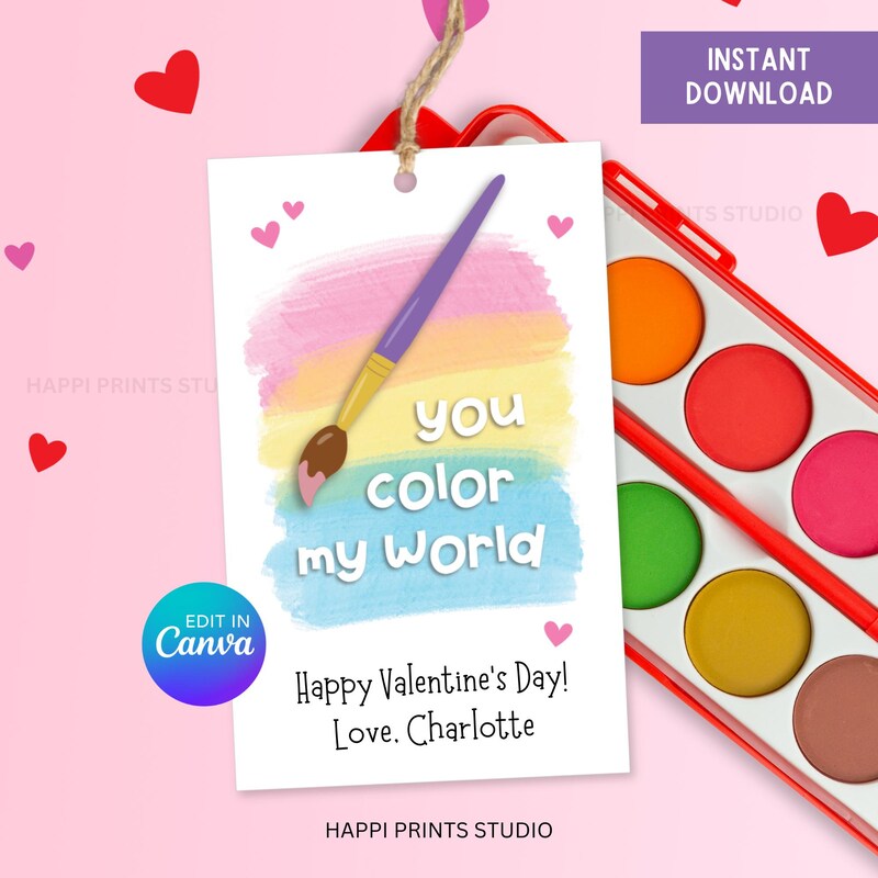 Watercolor Valentine - Etsy