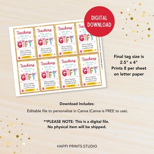Editable Teachers Like You Are a Gift Christmas Gift Tag, Printable ...