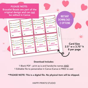 Friendship Bracelet Valentine Card, Valentine Classroom Exchange, Kid ...