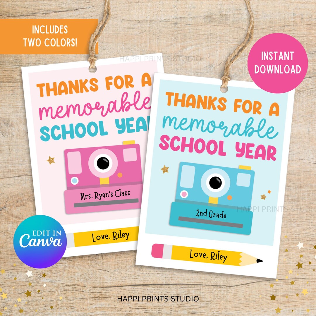 Memorable School Year Tag, Kid Teacher End of School Year Gift Tag ...
