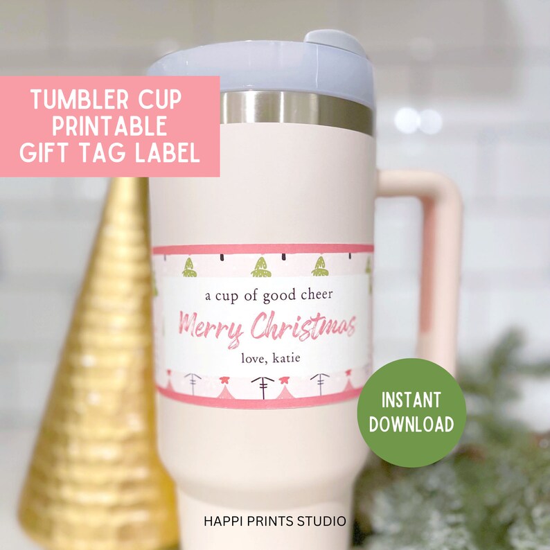 Editable Christmas Gift Tag, Custom 40oz Tumbler Gift Tag, Water Bottle ...