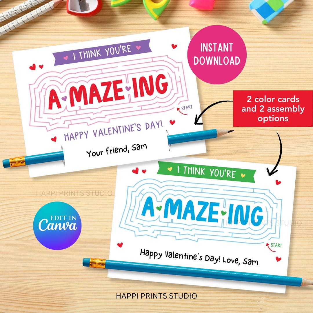 You Are Amazing Valentine Classroom Exchange Card, Amazeing Maze ...