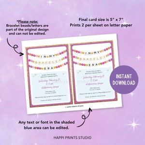 In My Bracelet Era Digital Invitation, Editable Friendship Bracelet ...