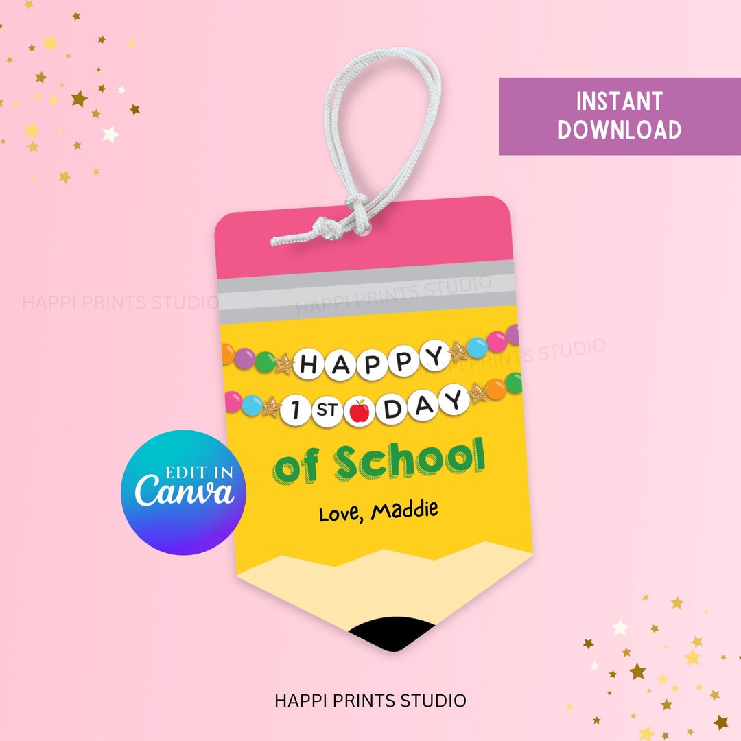 First Day of School Gift Tag, Editable Friendship Bracelet Teacher Gift ...