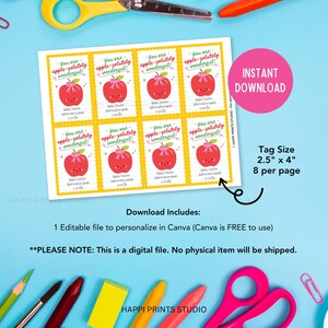 Apple-solutely Wonderful Teacher Appreciation Week Gift Tag, Editable ...