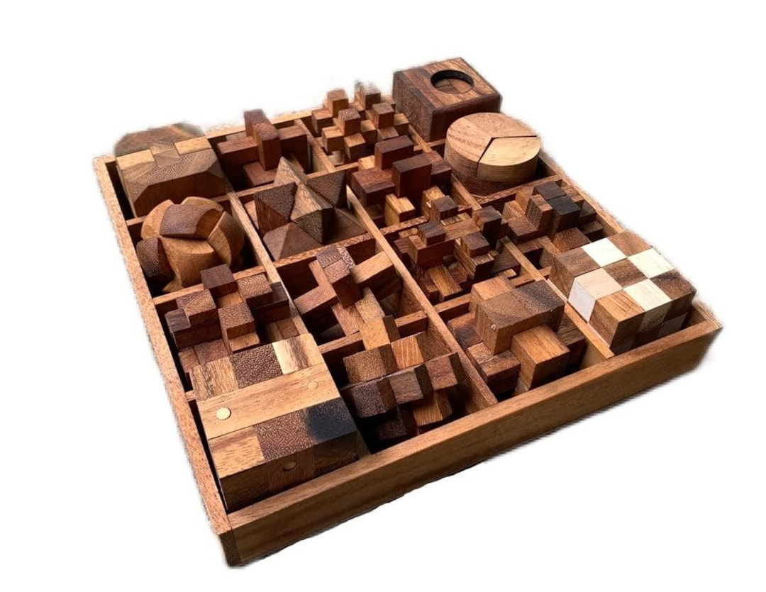 16 Wooden Puzzle, Wooden Brain Puzzles for Kids & Adult Challenge ...