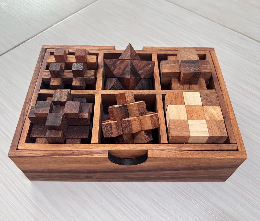 6 Wooden Puzzle, Wooden Brain Puzzles for Kids & Adult Challenge Wooden ...