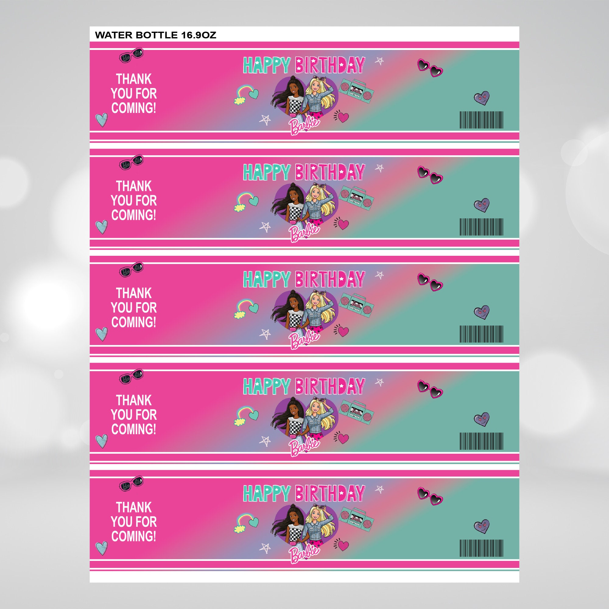 Barbie Dream Water Bottle Labels Instant Download - Etsy Canada