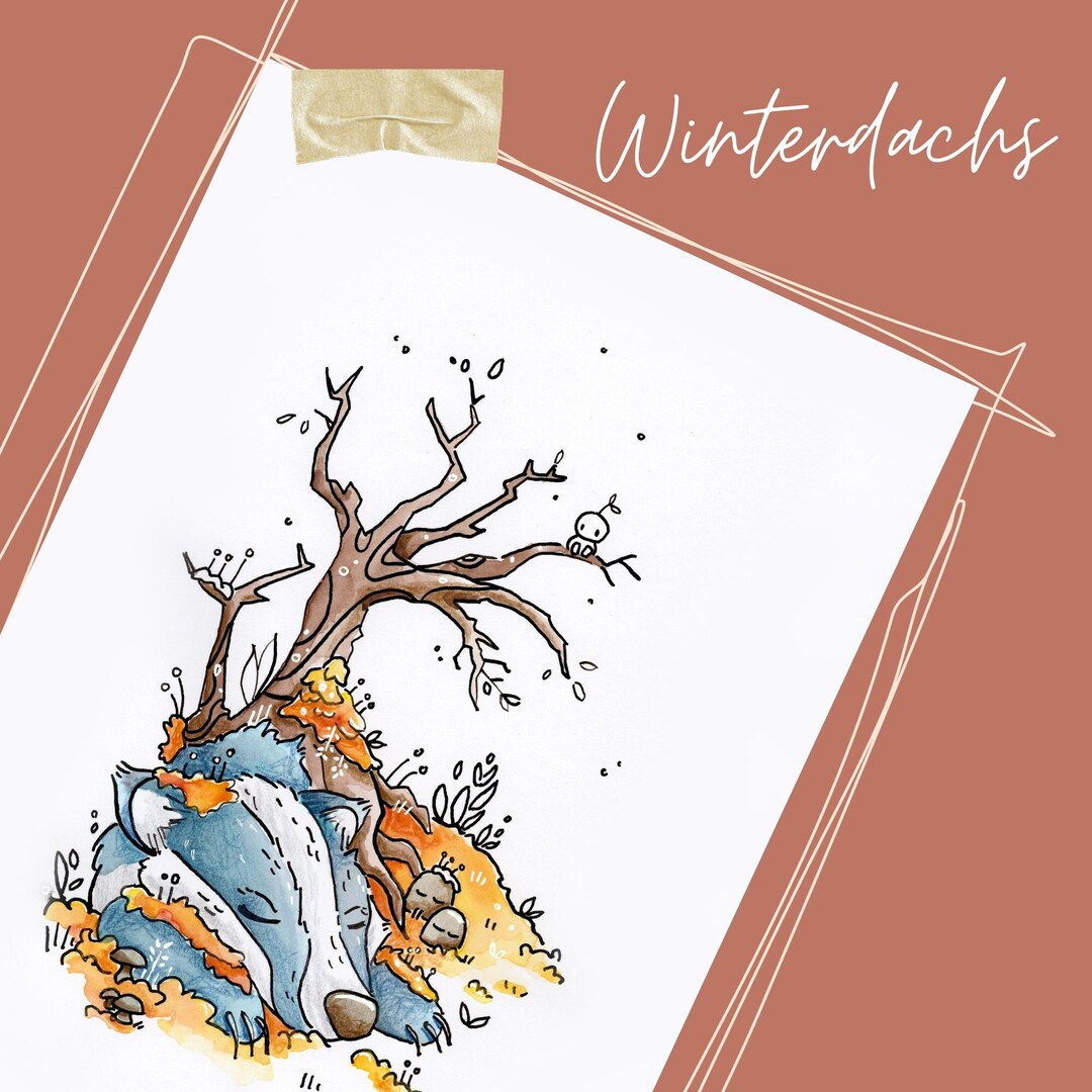 Printable Badger Illustration Sleeping Badger Nursery Wall - Etsy