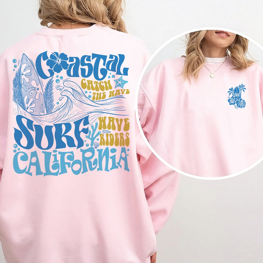 Coastal Surf Sweatshirt: Beachy California Wave Riders - Etsy