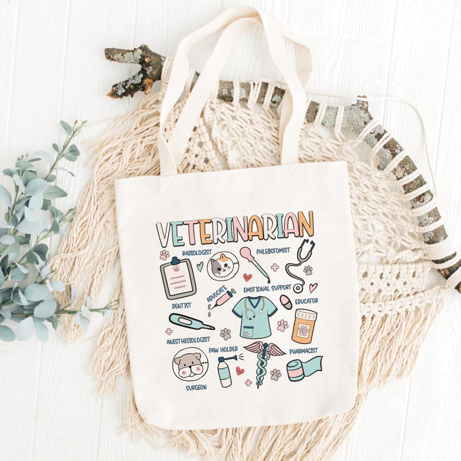Veterinarian Tote Bag, Gift for Veterinarian, Veterinary Tech Tote Bag ...