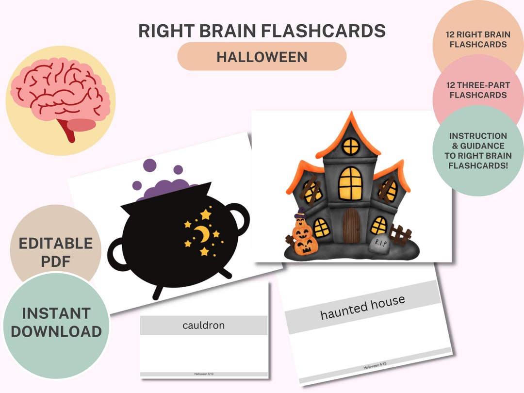 12 Halloween Flashcards + Right Brain Flashcards + Nomenclature ...
