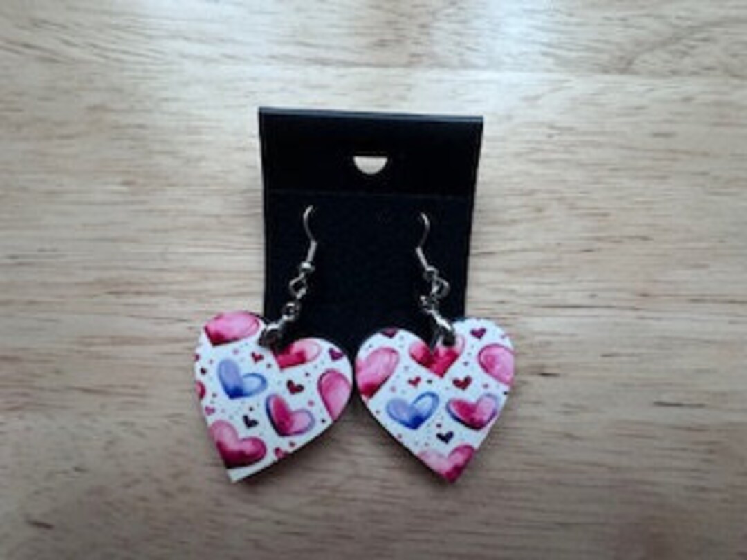 Earring Heart Shape Dangle With Heart Designs, Valentine Day, Birthday ...