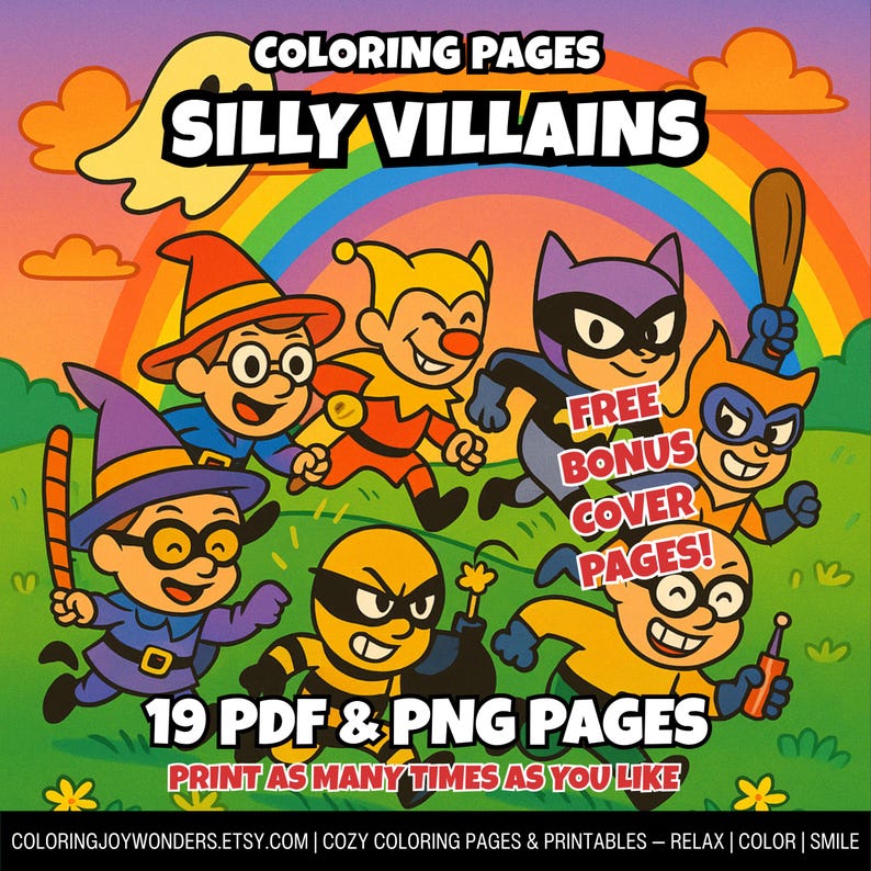 19 Silly Villains Coloring Pages | Mischievous Cartoon Baddies PDF ...