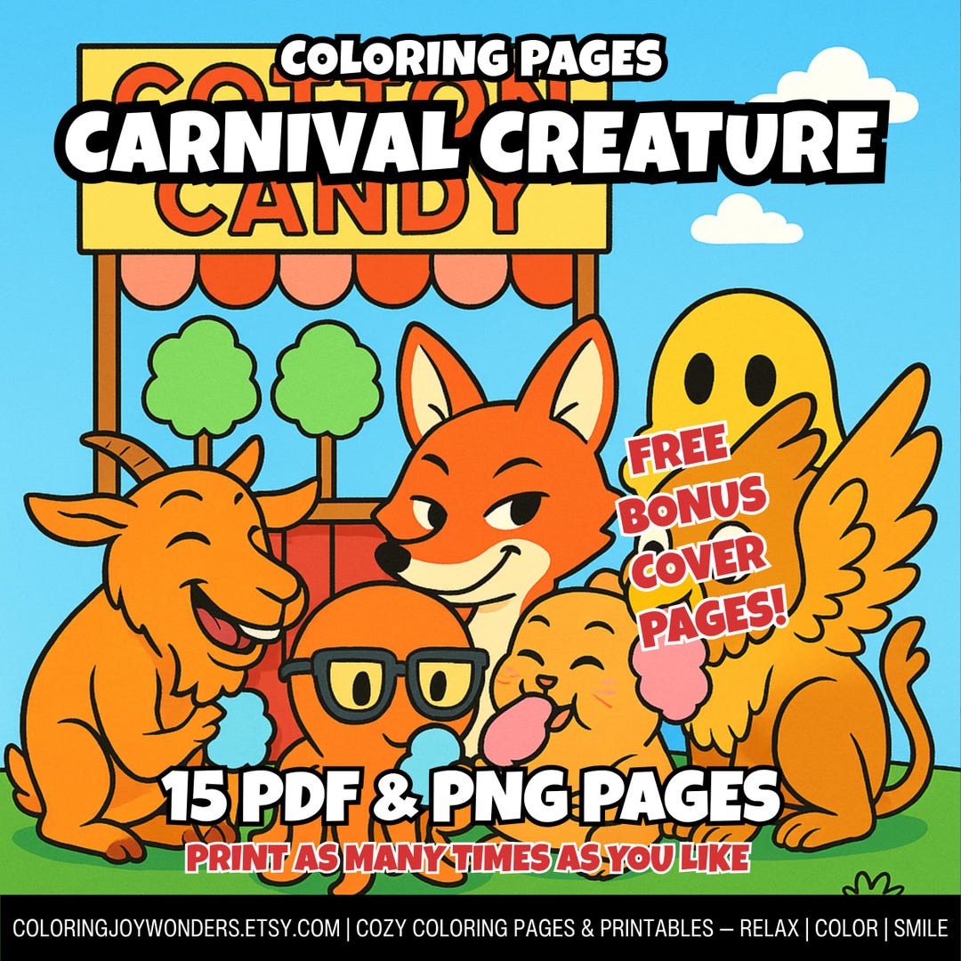 Carnival Creature Coloring Pages | 15 Whimsical Fairground Scenes ...