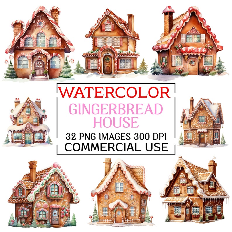 Watercolor Gingerbread House Clipart Christmas PNG Clipart Gingerbread ...