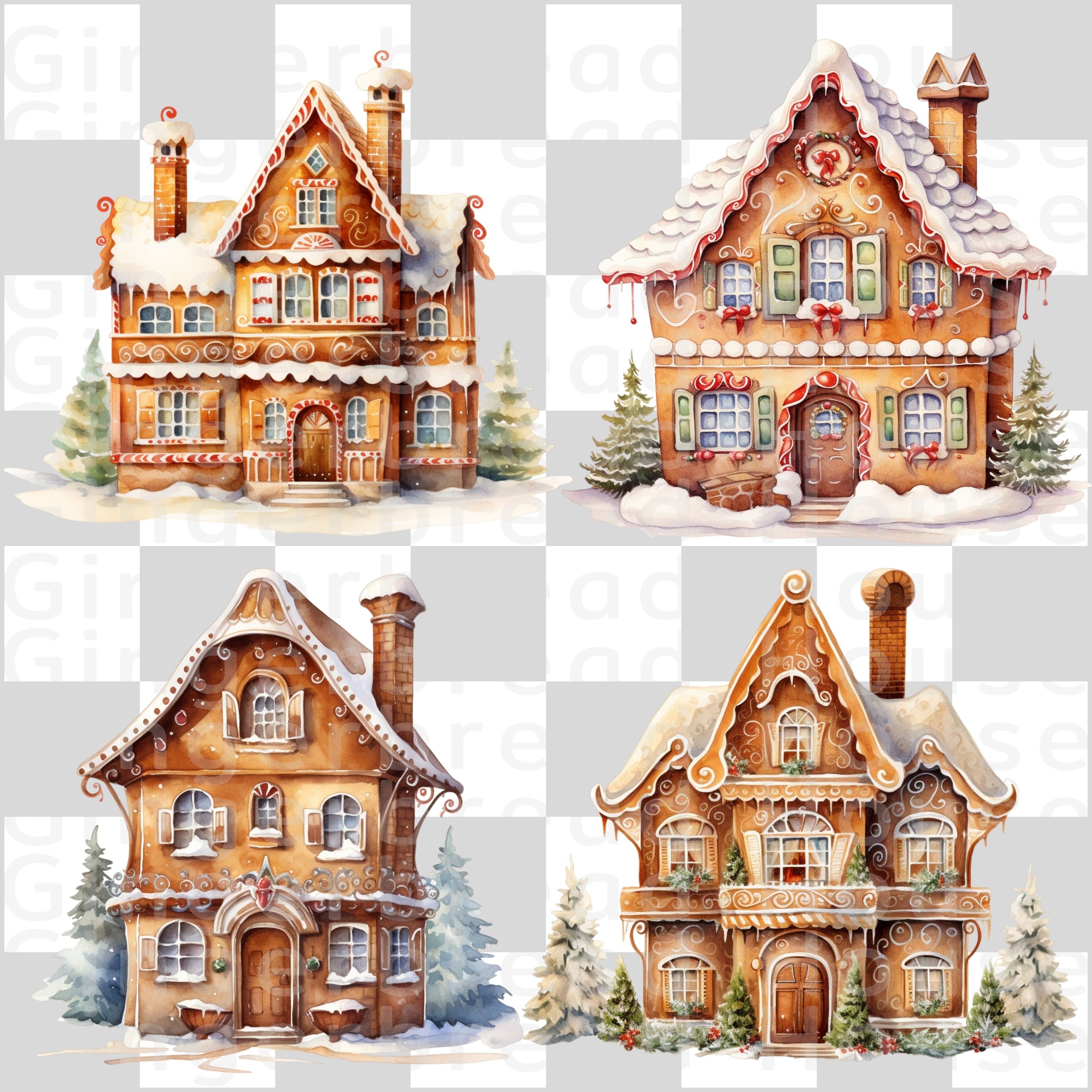 Watercolor Gingerbread House Clipart Christmas PNG Clipart - Etsy