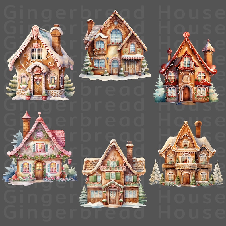 Watercolor Gingerbread House Clipart Christmas PNG Clipart - Etsy