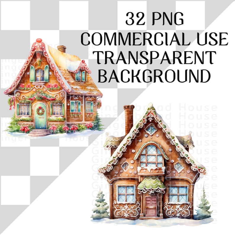 Watercolor Gingerbread House Clipart Christmas PNG Clipart Gingerbread ...