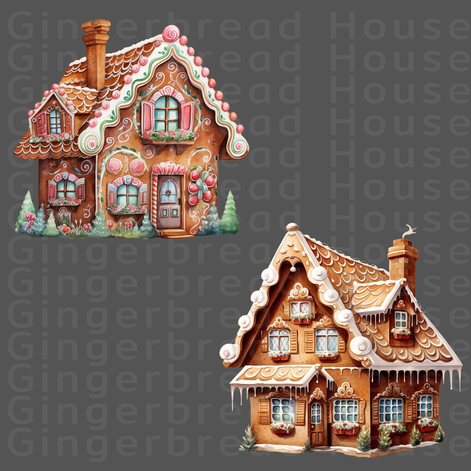 Watercolor Gingerbread House Clipart Christmas PNG Clipart - Etsy