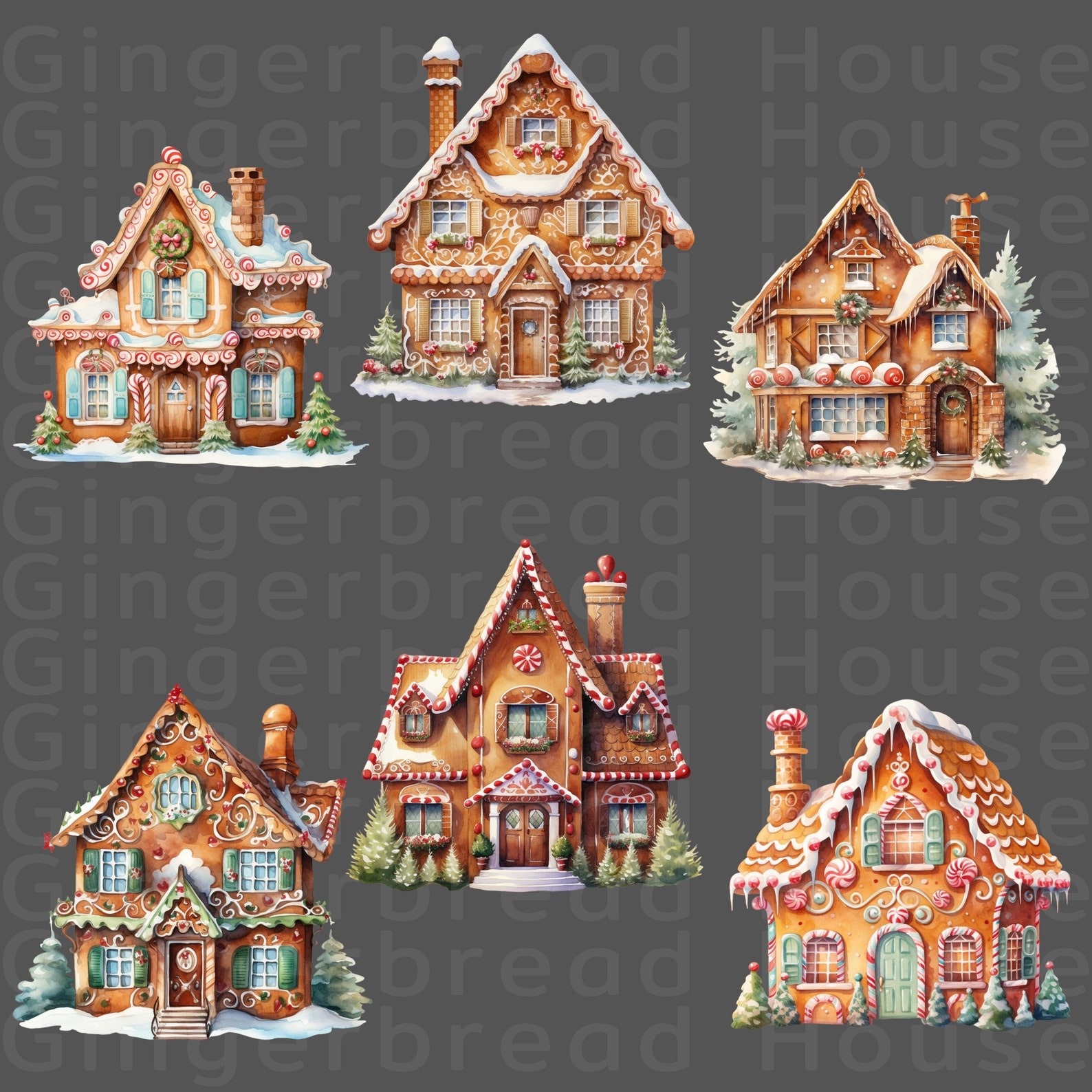 Watercolor Gingerbread House Clipart Christmas PNG Clipart - Etsy