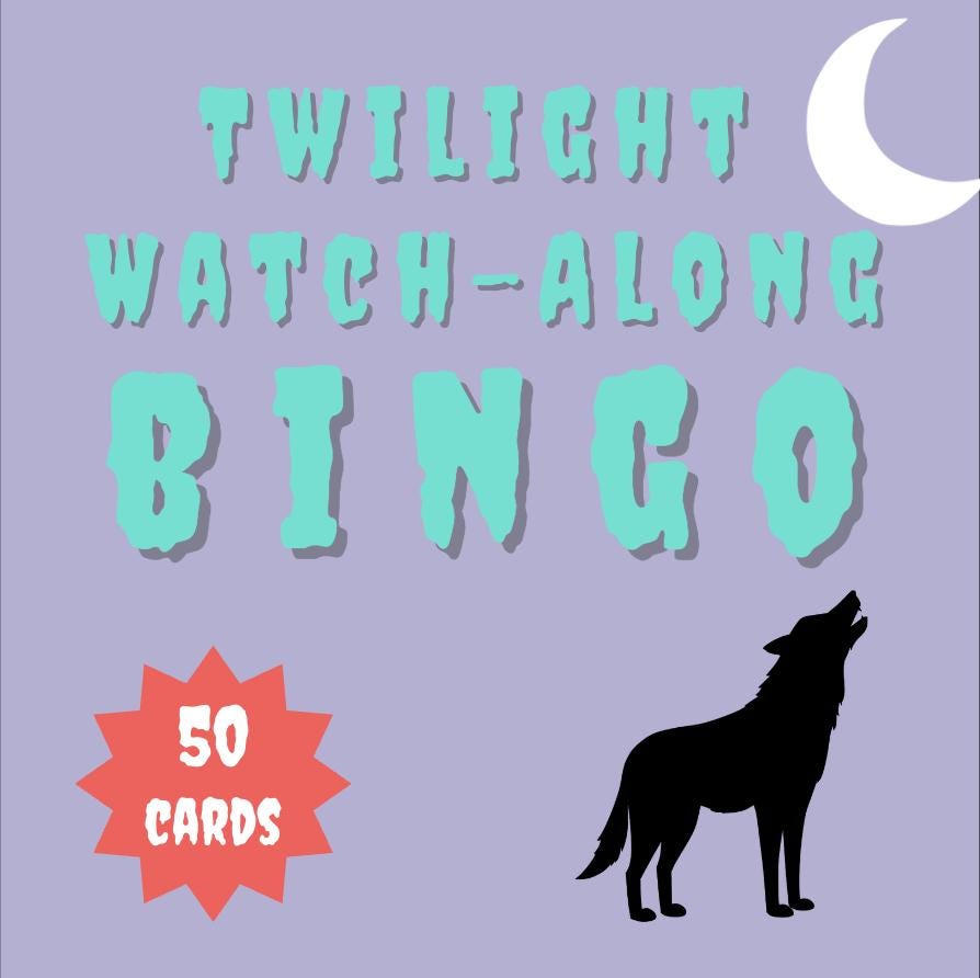 Twilight Movie Watchalong Bingo Twilight Saga Party Game Printable ...