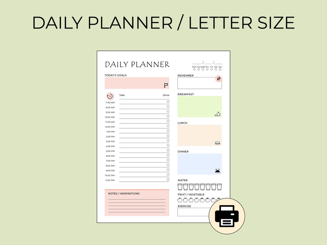Minimalistic Daily Planner, Printable Daily Planner, Daily Organizer ...
