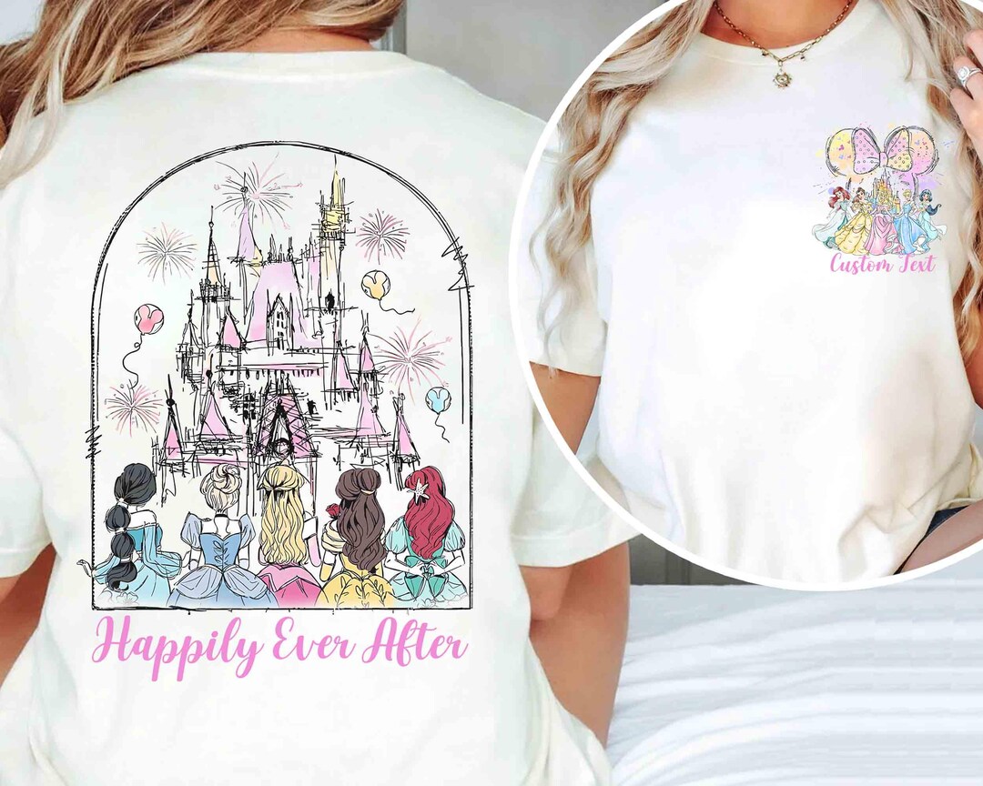 Two-sided Watercolor Disney Princess Shirt, Disney Girl Trip Shirt, WDW ...