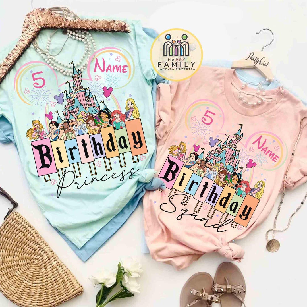 Personalized Disney Princess Birthday Girl Shirt, Birthday Girl Crew Squad Shirt, WDW Disneyland ...
