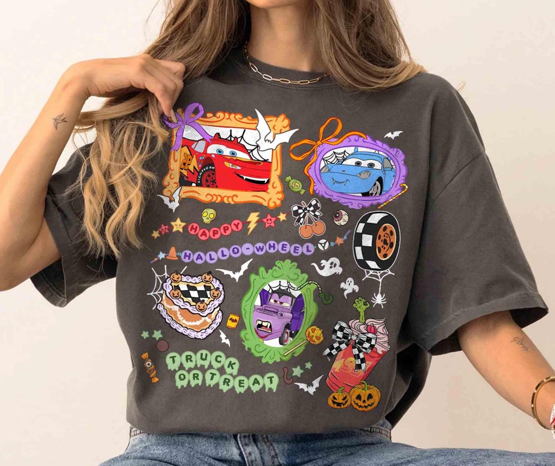 Vintage Cars Movie Characters Halloween Comfort Colors Shirt, Disney ...
