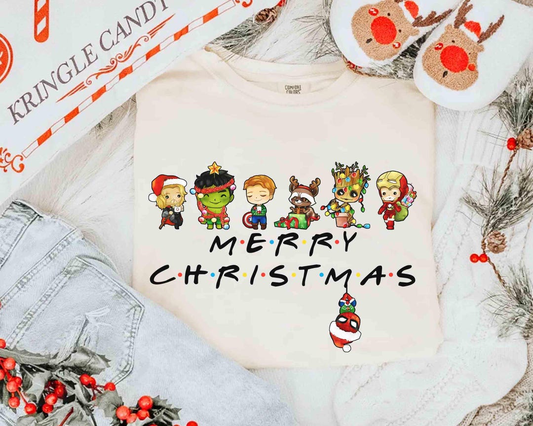 Marvel Avengers Chibi Group Merry Christmas Sweatshirt, Disney MCU ...