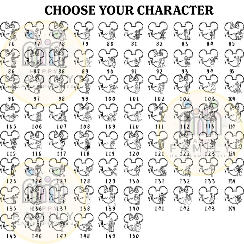Customize All Disney Characters Family Matching Shirt, Custom Name ...