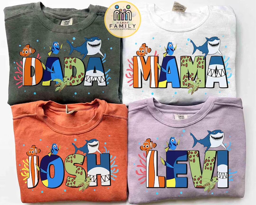 Custom Name Pixar Finding Nemo Matching Shirts, Mom Dad Disney T-shirt ...