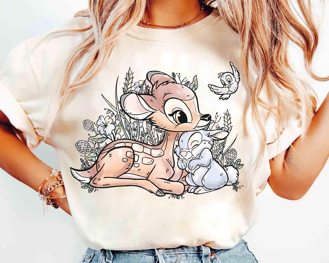 Disney Bambi Thumper Big Portrait Floral Retro Shirt, Walt Disney World ...