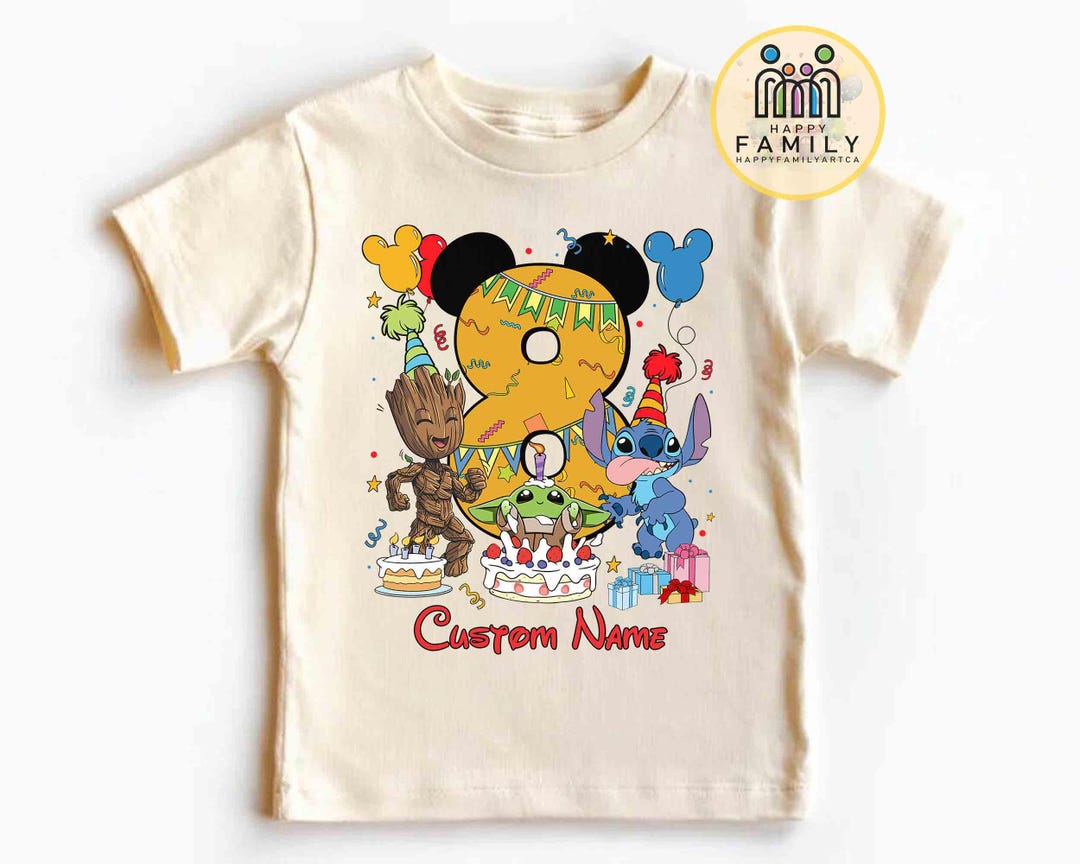 Custom Kid Toddler Name Age Stitch Groot With Balloon Shirt ...