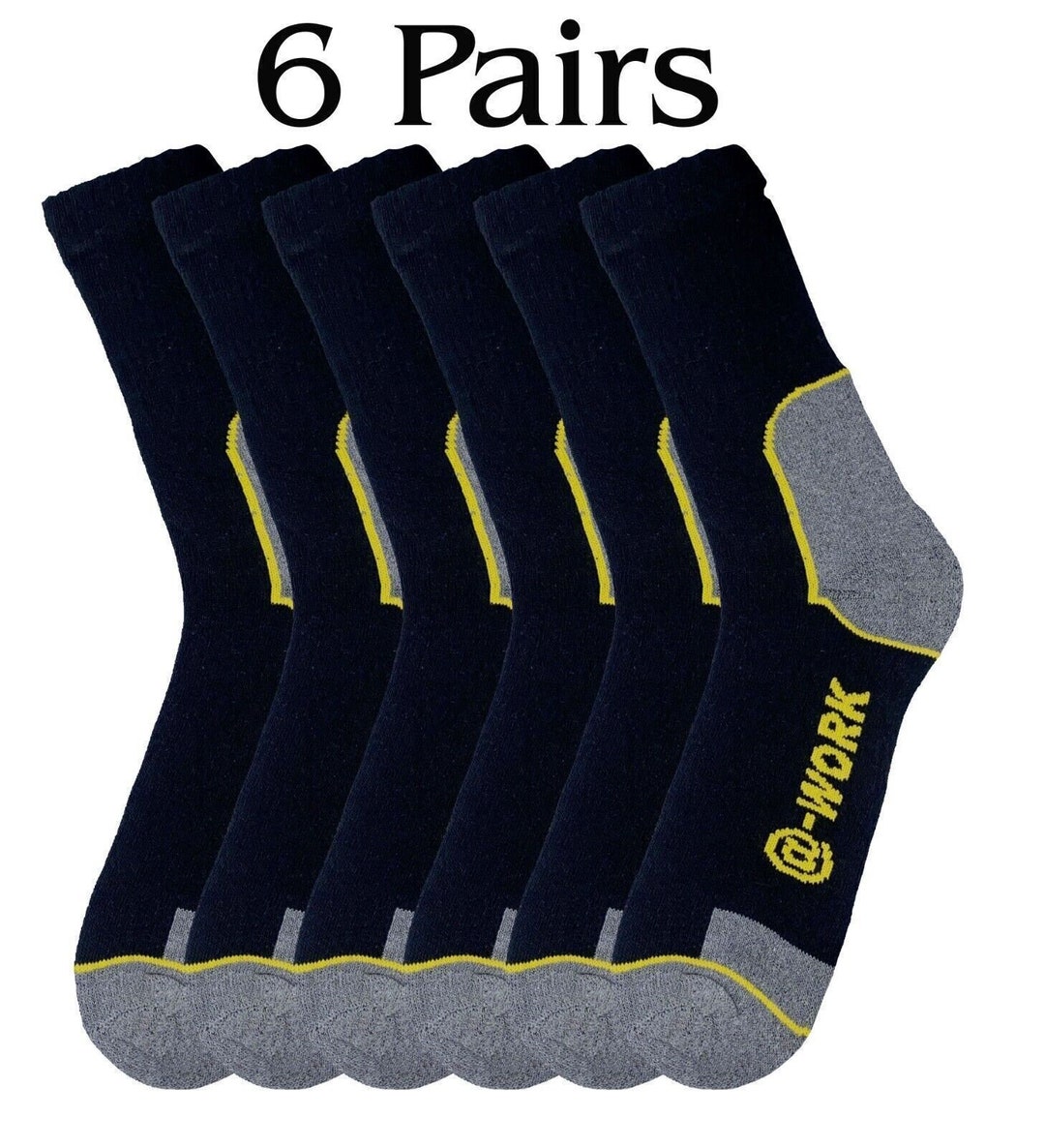 Men's Work Socks 6 Pairs of Breathable Cotton Comfortable Size 6-11 ...