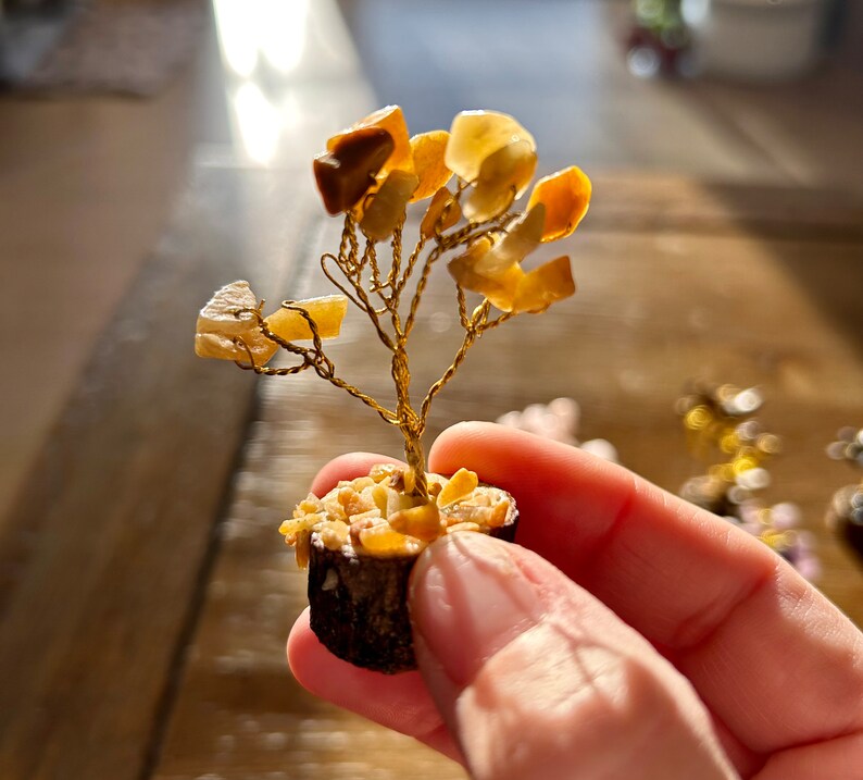 Mini Gemstone Crystal Trees Rose Quartz Amethyst Black Agate Yellow ...