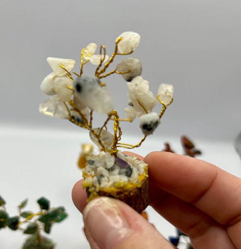 Mini Gemstone Crystal Trees Rose Quartz Amethyst Black Agate Yellow ...