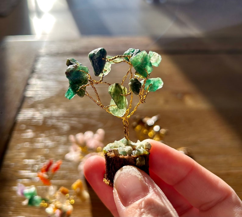 Mini Gemstone Crystal Trees Rose Quartz Amethyst Black Agate Yellow ...