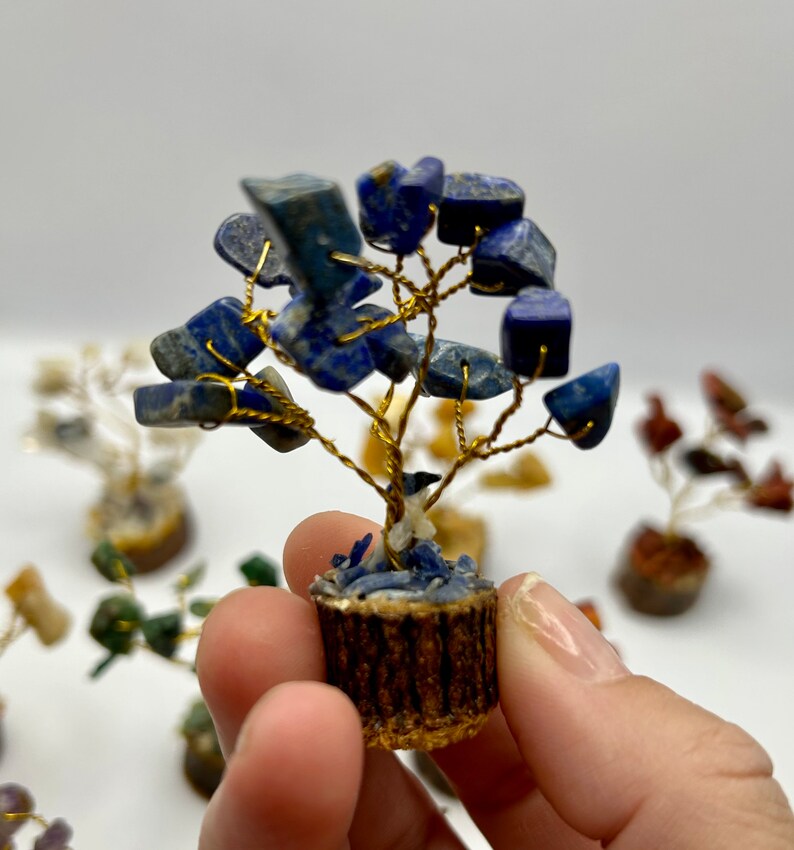 Mini Gemstone Crystal Trees Rose Quartz Amethyst Black Agate Yellow ...