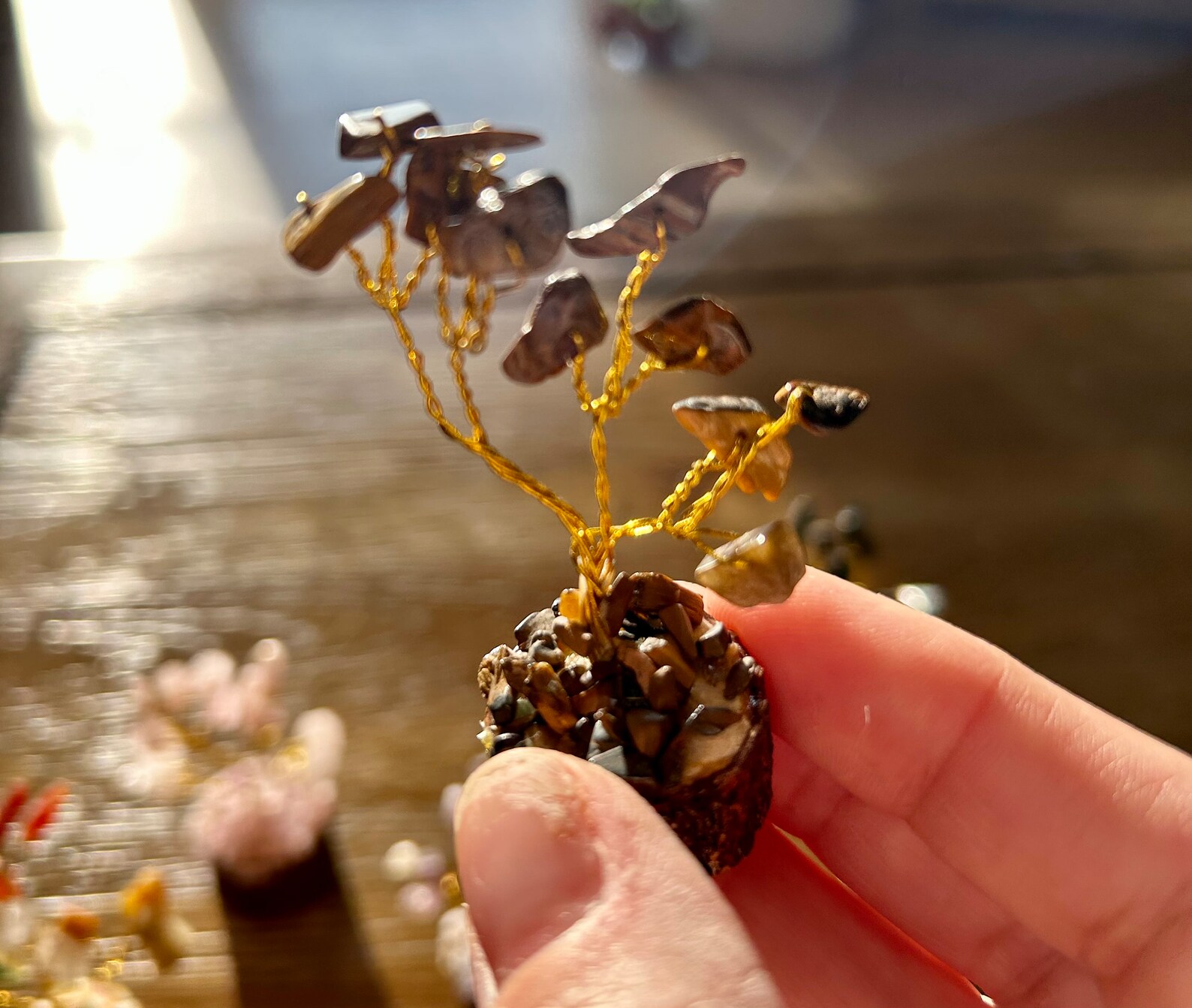 Mini Gemstone Crystal Trees Rose Quartz Amethyst Black Agate Yellow ...