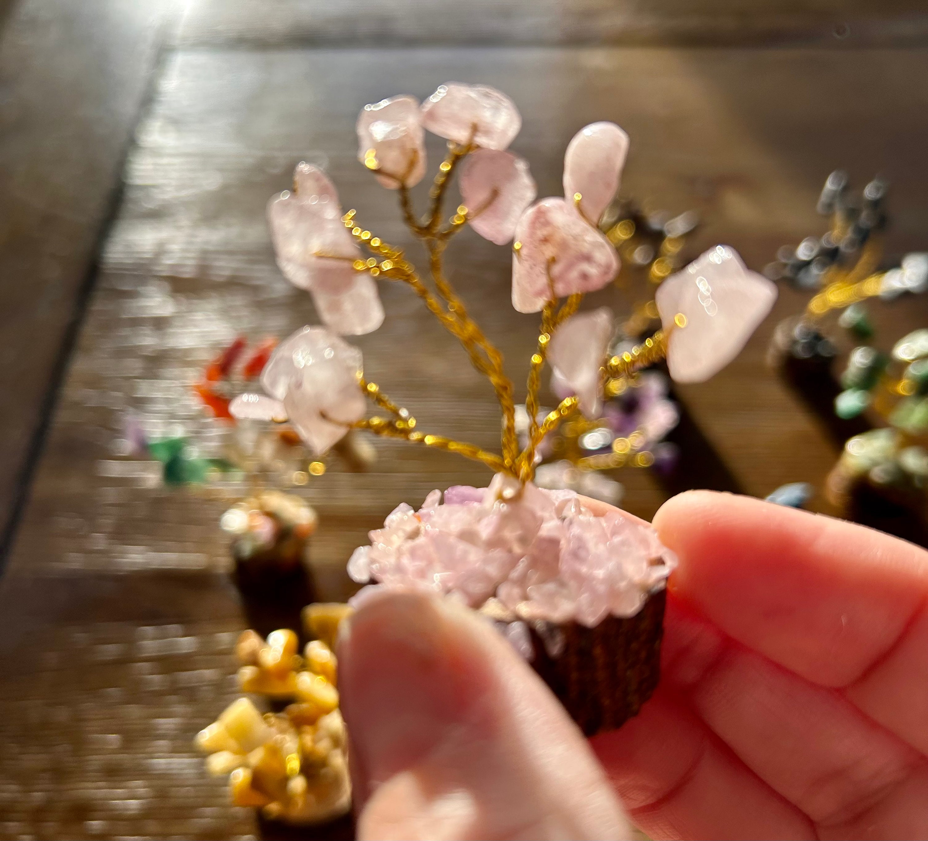 Mini Gemstone Crystal Trees Rose Quartz Amethyst Black Agate Yellow ...
