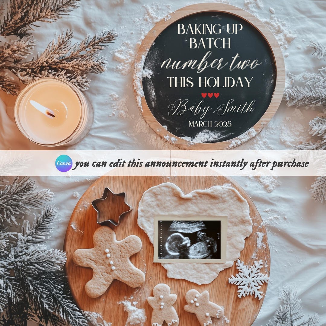 Second Baby Announcement Christmas December Pregnancy Announcement ...