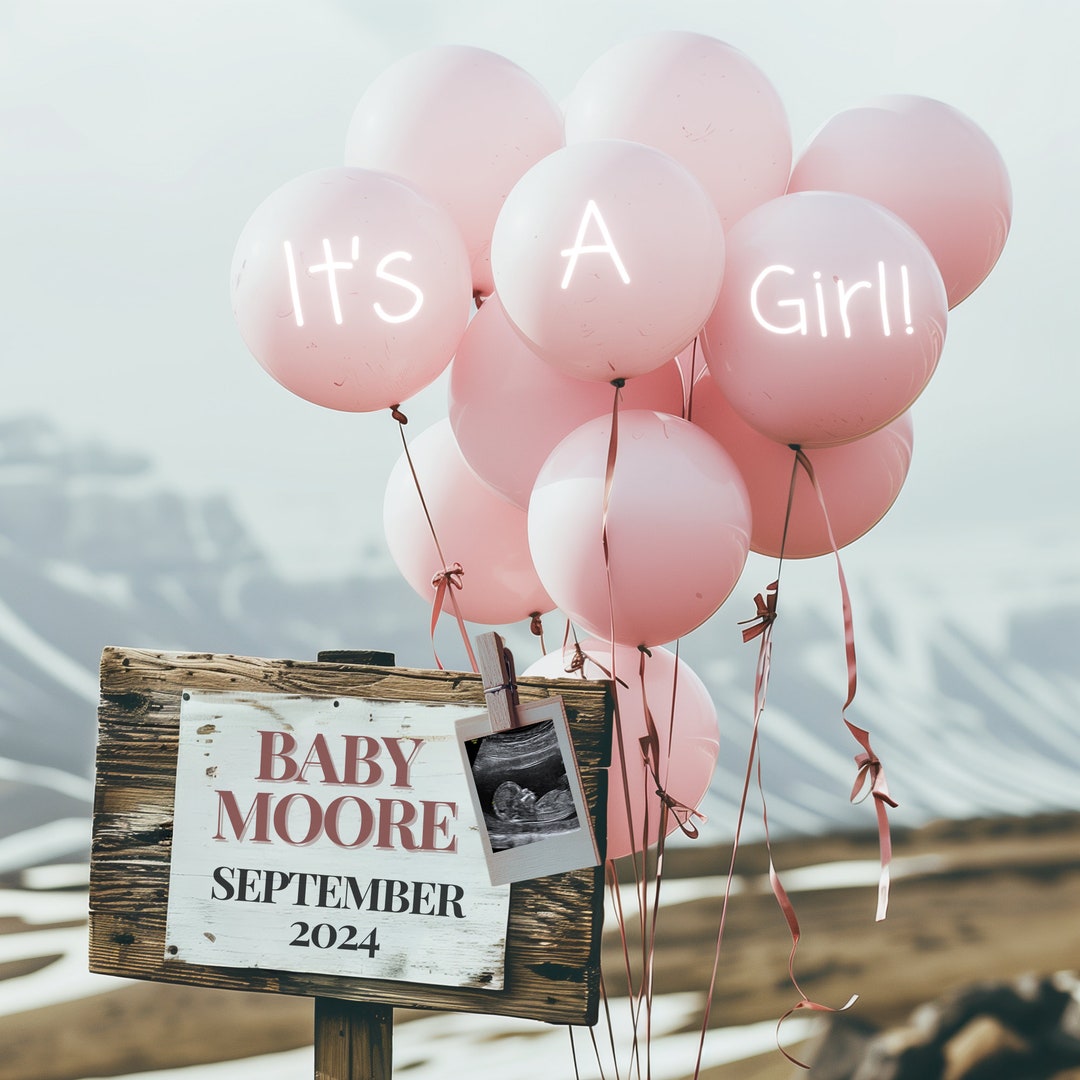 It's A Girl Announcement, Digital Gender Reveal Girl, Social Media ...