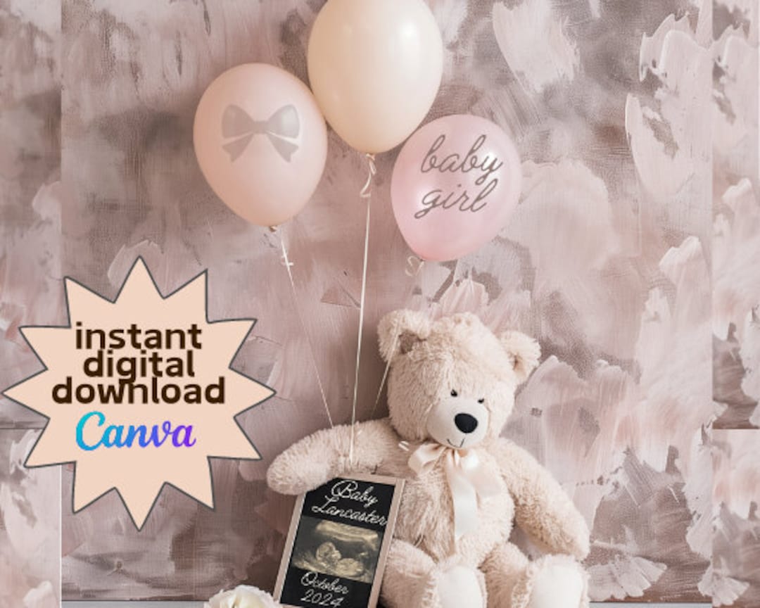 Digital Gender Reveal Girl, It's A Girl Pregnancy Announcement ...