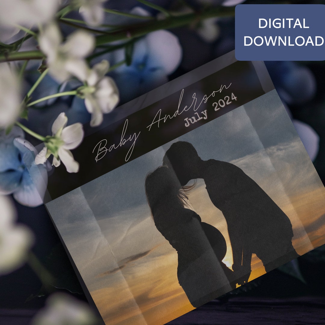 Simple Pregnancy Announcement Boy, Announcement Digital Neutral Baby ...