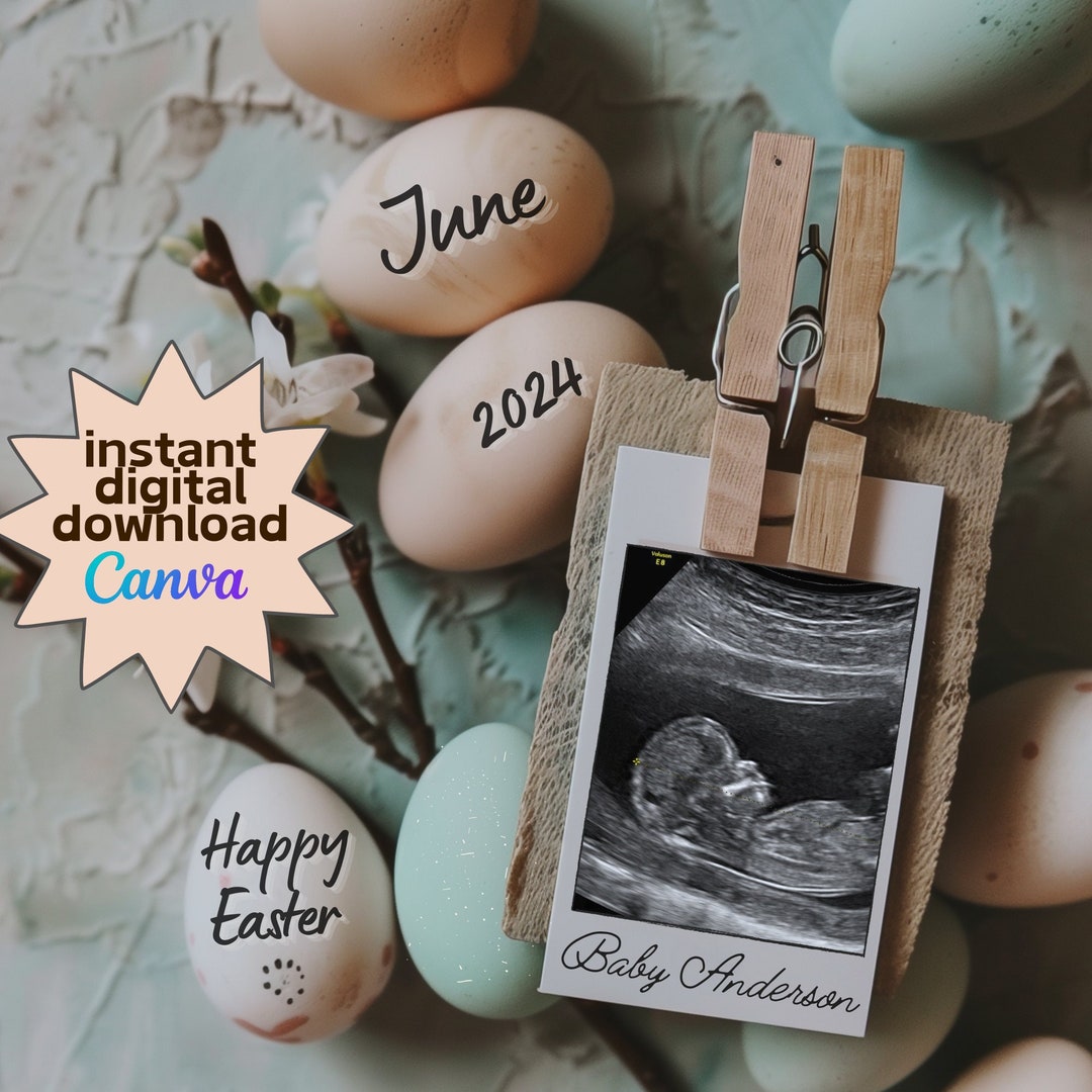 Pregnancy Announcement Easter Digital Download, Editable Easter Egg ...