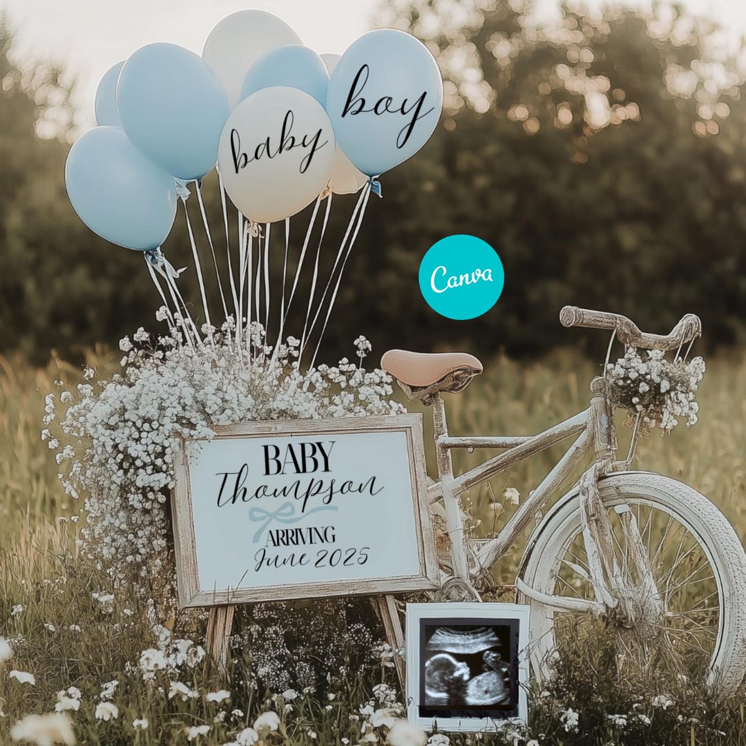 Baby Boy Announcement Digital It's A Boy Gender Reveal Second Baby Boy ...